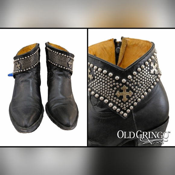 Old Gringo | Shoes | Old Gringo Clovis Black Studded Cross Ankle Boots ...